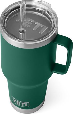 Yeti Rambler Trinkbecher mit Strohhalm, 1 l, Edelstahl mit dichtem und robustem Deckel, Schwarzw&auml;lder Waldgr&uuml;n