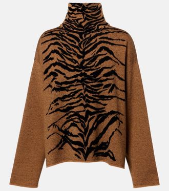 Alaia Ala&iuml;a Pull &agrave; col roul&eacute; en jacquard