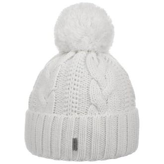 Mcburn Bonnet a Pompon Giant Femme - Made in Italy pour lhiver Bonnets &agrave; en Tricot avec Revers, Doublure, Doublure Automne-Hiver - Taille Unique Blanc Creme