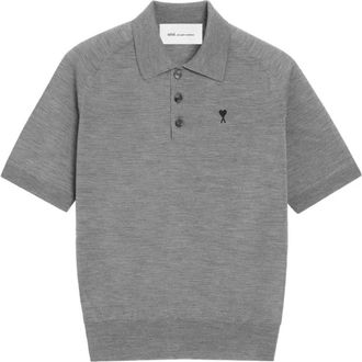 Ami Homme, Tops, Gris, Taille: XL Chest Embroidery Short Sleeve Polo