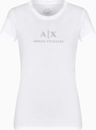 A|X Armani Exchange t-shirt à logo strassé - Blanc