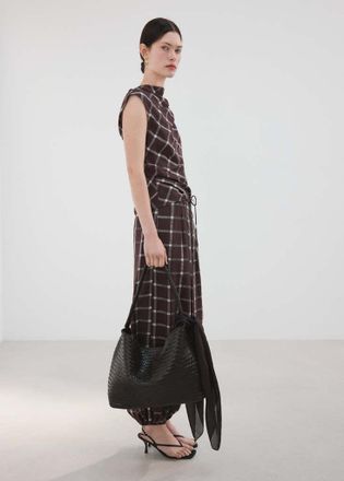 Mango Tailliertes Top mit drapiertem Kragen bordeaux - Damen - S - MANGO