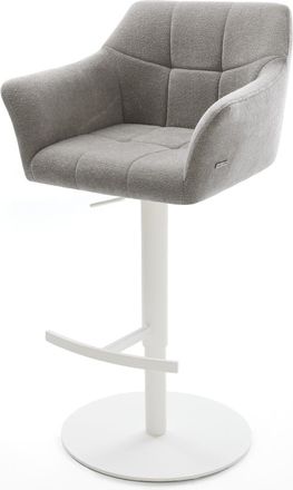 DELIFE Barstuhl Yulo-Flex Strukturstoff Soft Grau Drehfu&szlig; h&ouml;henverstellbar Metall Wei&szlig;, Barst&uuml;hle