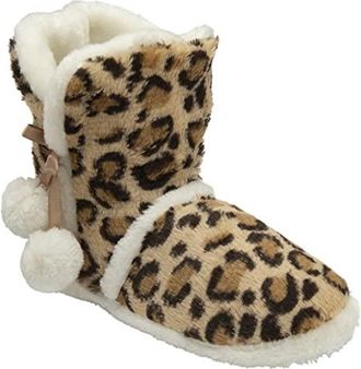 Footwear Studio Dunlop Eleanor Bottes souples en laine tricot&eacute;e pour femme - Marron - Hux Leopard, 37/38 EU