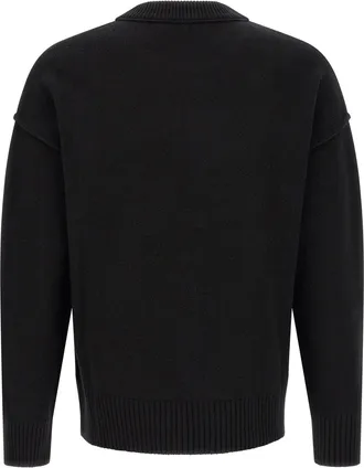 Ami Heart-Embroidered Wool Sweater - Black