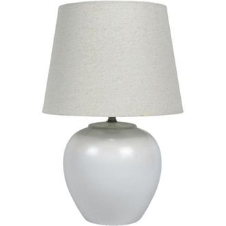 Relaxdays Lampe Relaxdays, pied c&eacute;ramique, abat-jour tissu, E27, HxD: 45 x 30 cm, lampe de chevet avec c&acirc;ble, blanc/cr&egrave;me