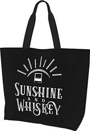 AOOEDM Sunshine & Whiskey Sac &agrave; provisions r&eacute;utilisable en toile pour femme