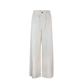 Liu Jo Femme, Pantalons, Blanc, Taille: W30 Jean Blanc avec Application de Strass