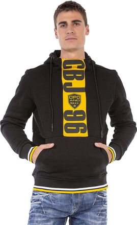 Cipo & Baxx Herren Hoodie Sweatshirt CL478 Schwarz - Stylischer Pullover im Casual Streetwear Look mit Kapuze & K&auml;ngurutasche - Bequemes Oberteil f&uuml;r Alltag & Fre