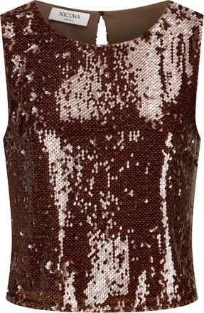 Nicowa Top TOSKALO, mit funkelnden Paillettenmaterial, Model trägt Größe 34