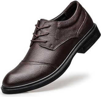 Generic Chaussures habillées for Hommes, à Lacets, Bout Rond, Bout renforcé, Chaussures Derby antidérapantes, Talon carré, Semelle en Caoutchouc, Coupe Basse,