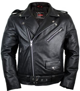 MDM Lederjacke Herren Biker Rocker Billy Motorrad Lederjacke mit Reverse Kragen