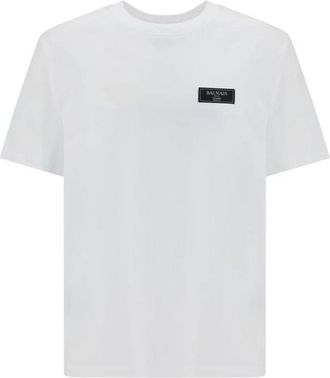 Balmain Homme, Tops, Blanc, Taille: XL T-shirt ras du cou en coton