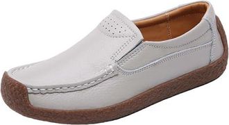 Generic Mocassins plats pour femme - Doux et antid&eacute;rapants - En cuir - Mocassins &eacute;l&eacute;gants - Baskets &agrave; enfiler - Vintage - Chaussures orthop&eacute;diques l&eacute;g&egrave;res et 