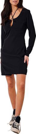 NA-KD Damen Minikleid mit Schlüsselloch-Detail Lässiges Kleid, Schwarz, 34