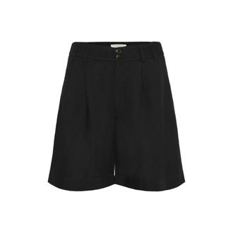 Part Two Femme, Shorts, Noir, Taille: 44 FR Short Large Jambes Noir en Mélange de Lin