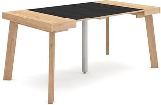 Skraut Home | Ausziehbarertisch | Multifunktionaler ausziehbarer | 160 | F&uuml;r 8 G&auml;ste | H&ouml;lzerne Beine | Moderner Stil | Eiche Schwarz