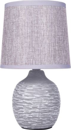 Brubaker Tischlampe Nachttischlampe - 27 cm - Grau - Keramik Lampenfuß mit Struktur - Leinen Schirm