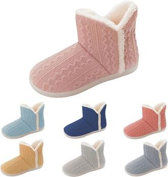 Generic Chaussons confortables pour femme enceinte en tricot doux et chaud en mousse &agrave; m&eacute;moire de forme antid&eacute;rapants pour lint&eacute;rieur, rouge past&egrave;que, 7-7.5