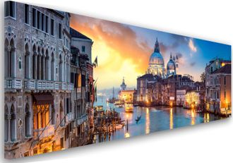 Feeby Bild auf Leinwand - Wandbilder Wohnzimmer Aesthetic - Venedig Architektur - 150x60 cm 1tlg - Schlafzimmer Wandekoration - Bilder Zimmer - Living Room 