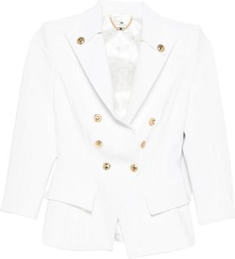Elisabetta Franchi Femme, Vestes, Blanc, Taille: 42 FR Veste en Cr&ecirc;pe Stretch Double &Eacute;paisseur