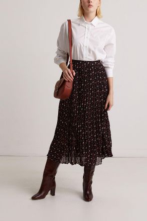 Gerard Darel Jupe midi pliss&eacute;e &agrave; petites fleurs - BALMA - Noir