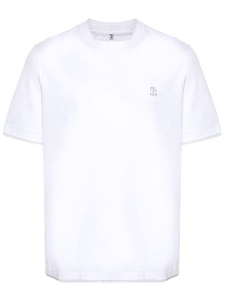 Brunello Cucinelli T-Shirt mit Logo-Stickerei - Wei&szlig;