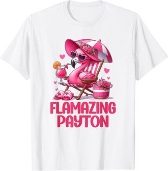 BDAZ Flamazing Payton Pink Flamingo Tropical Beach Trip Damen T-Shirt