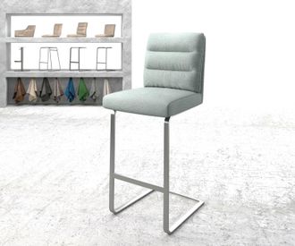 DELIFE Barstuhl Pela-Flex Stripes Mint Freischwinger flach Edelstahl, Barst&uuml;hle