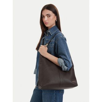 Calvin Klein Handtasche Calvin Klein Slouchy Leather Md Shoulder Bag LV04F3543G Braun