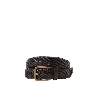 Brunello Cucinelli Homme, Accessoires, Brun, Taille: 100 CM Ceinture Tress&eacute;e en Cuir Marron
