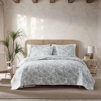 Tommy Bahama Bettwäsche-Set für King-Size-Betten, wendbare Baumwollbettwäsche mit passenden Kissenbezügen, Tropische Ganzjahres-Heimdekoration (Palmday Beige, King