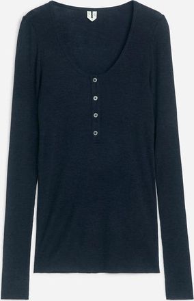 Arket Henley-Oberteil Aus Wolljersey -Blau