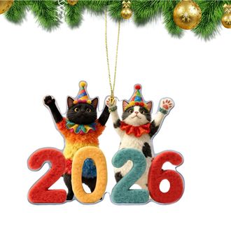 Generico Weihnachtsbaum-Dekorationen, dekorative kleine K&auml;tzchen, Baumschmuck, 2D niedliche Katze 2026, f&uuml;r Schlafzimmer, K&uuml;che, Tischdecke, T&uuml;r, Balkon, Hallw