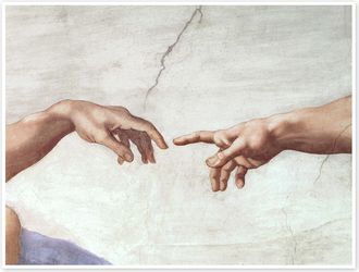 Posterlounge Die Erschaffung Adams (Detail) I Poster von Michelangelo 40 x 30 cm Beige Wandbilder Wanddeko