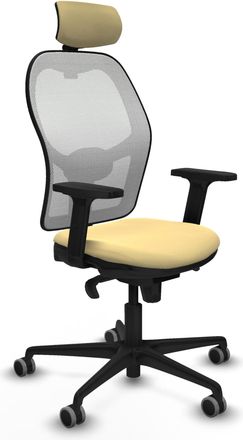 Piqueras y Crespo 24-Stunden-B&uuml;rostuhl mit 2D-Armen, h&ouml;henverstellbare Lendenwirbelst&uuml;tze und h&ouml;henverstellbares Kopfteil, Wei&szlig;/Cremefarben