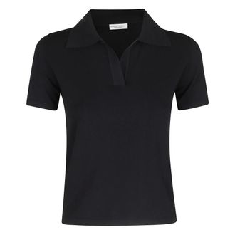 Roberto Collina Femme, Tops, Noir, Taille: 38 FR Polo Col en V