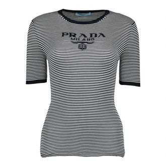 Prada Gestreiftes T-Shirt - - Tops - Damen - Schwarzk - M