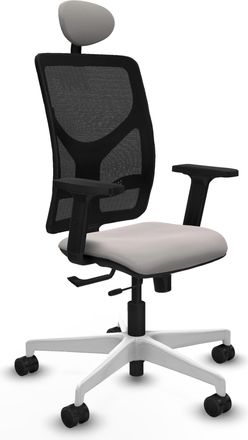 Piqueras y Crespo B&uuml;rostuhl mit wei&szlig;en Rollen, 2D-Armlehnen, h&ouml;henverstellbare Lendenwirbelst&uuml;tze und festes Kopfteil, ausgestattet mit Syncro/Traslack und Schneidescha