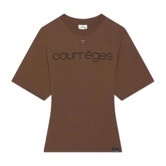 Courr&egrave;ges Logo-Print T-Shirt - - Tops - Damen - Braun - L