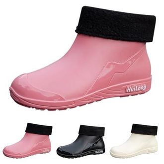 Generic Bottes de pluie pour femme - Chaudes et l&eacute;g&egrave;res - Avec doublure en peluche - Imperm&eacute;ables - Antid&eacute;rapantes - Pour le travail en plein air - Pour le tr