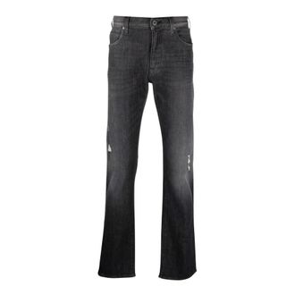 Emporio Armani Graue Hose mit Logo-Plakette - - Jeans - Herren - Schwarzk - W36