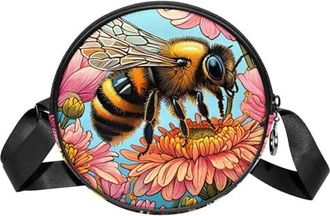 Generic Petit sac &agrave; bandouli&egrave;re rond pour femme, sac &agrave; bandouli&egrave;re r&eacute;glable avec fermeture &eacute;clair, sac &agrave; main rond d&eacute;contract&eacute; pour femmes et filles