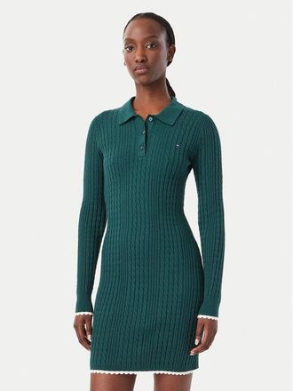 Tommy Jeans Strickkleid DW0DW23317 Dunkelgr&uuml;n Slim Fit