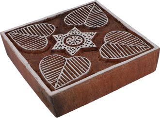 Guru Shop Indischer Textilstempel, Holz Stoffdruckstempel, Blaudruck Stempel, Druck Modell - 10x10 cm Mandala 4
