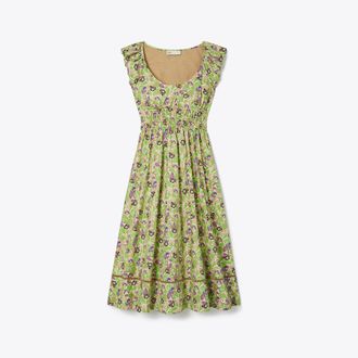 Tory Burch Damen Bedrucktes Kleid aus Baumwollpopeline