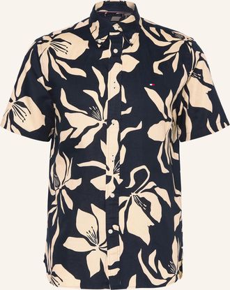 Tommy Hilfiger Kurzarm-Hemd Regular Fit Mit Leinen blau