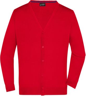 James & Nicholson Herren Strickjacke - Leichter Cardigan aus hochwertiger Baumwolle | Farbe: red | Grösse: L