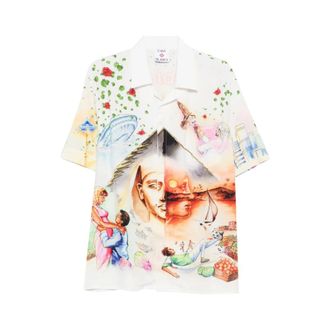 Casablanca Arts Egyptiens Chemise Manches Courtes en Lin - Homme - Chemises - Blanc - Taille: 2XL