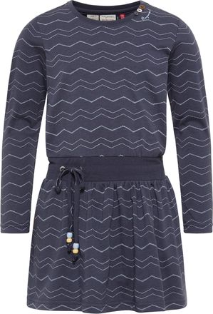 Ragwear M&auml;dchen Kleid lang&auml;rmelig mit Chevron-Muster, Kordel in der Taille, Taschen, 100% vegan, ideal f&uuml;r Schule und Freizeit (DE/NL/SE/PL, Numerisch, 128, R